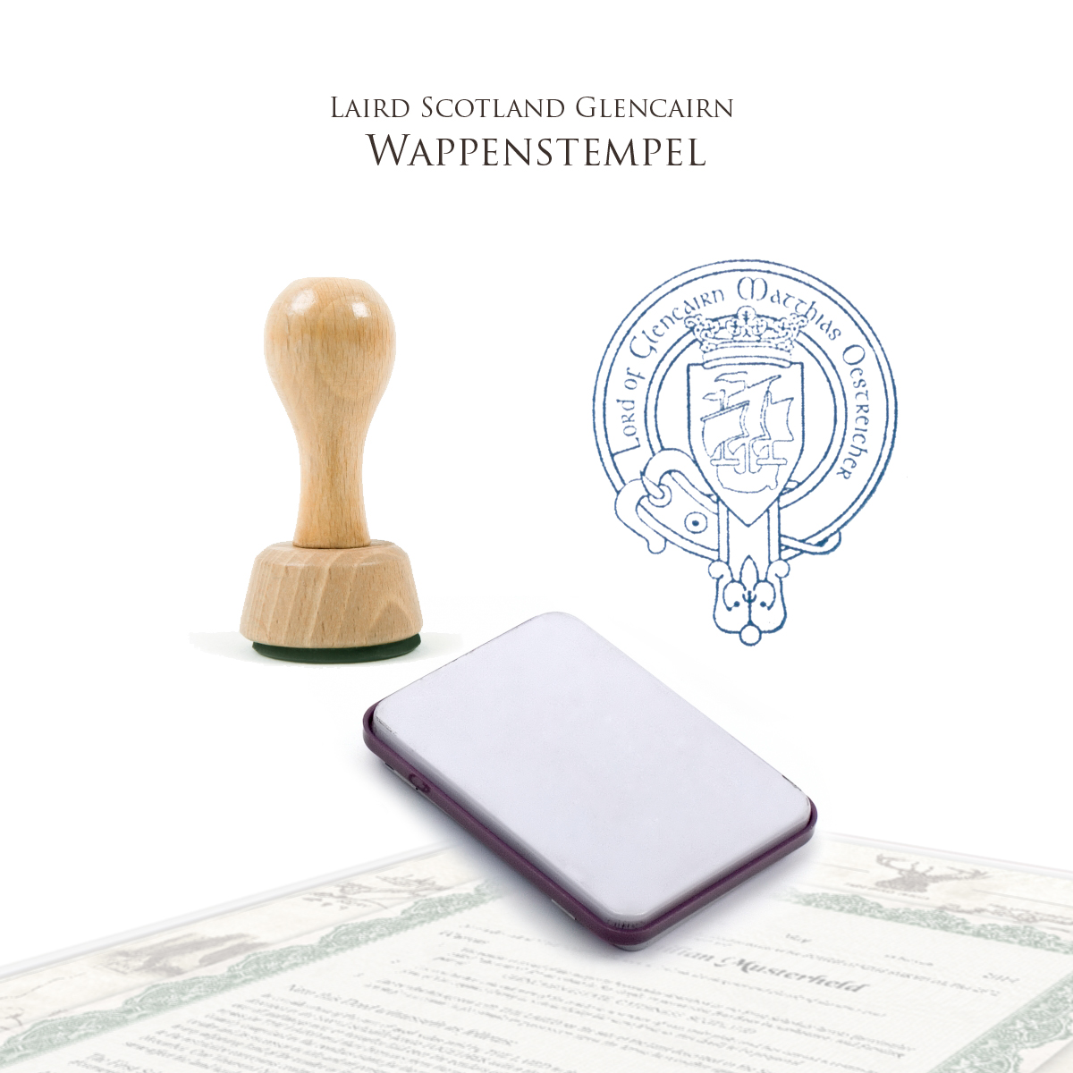 Stempel zu Ihrem neuen schottischen Edeltitel | Mondland Geschenkideen